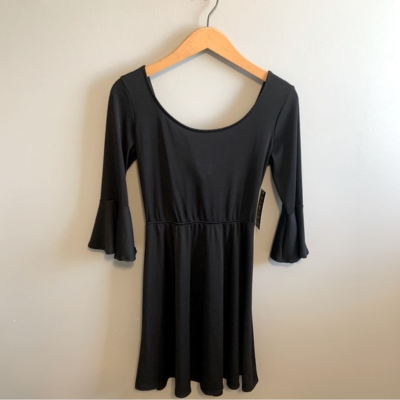 Timing | Dresses | Nwt Black Matilda Dress With Bell Sleeves | Poshmark